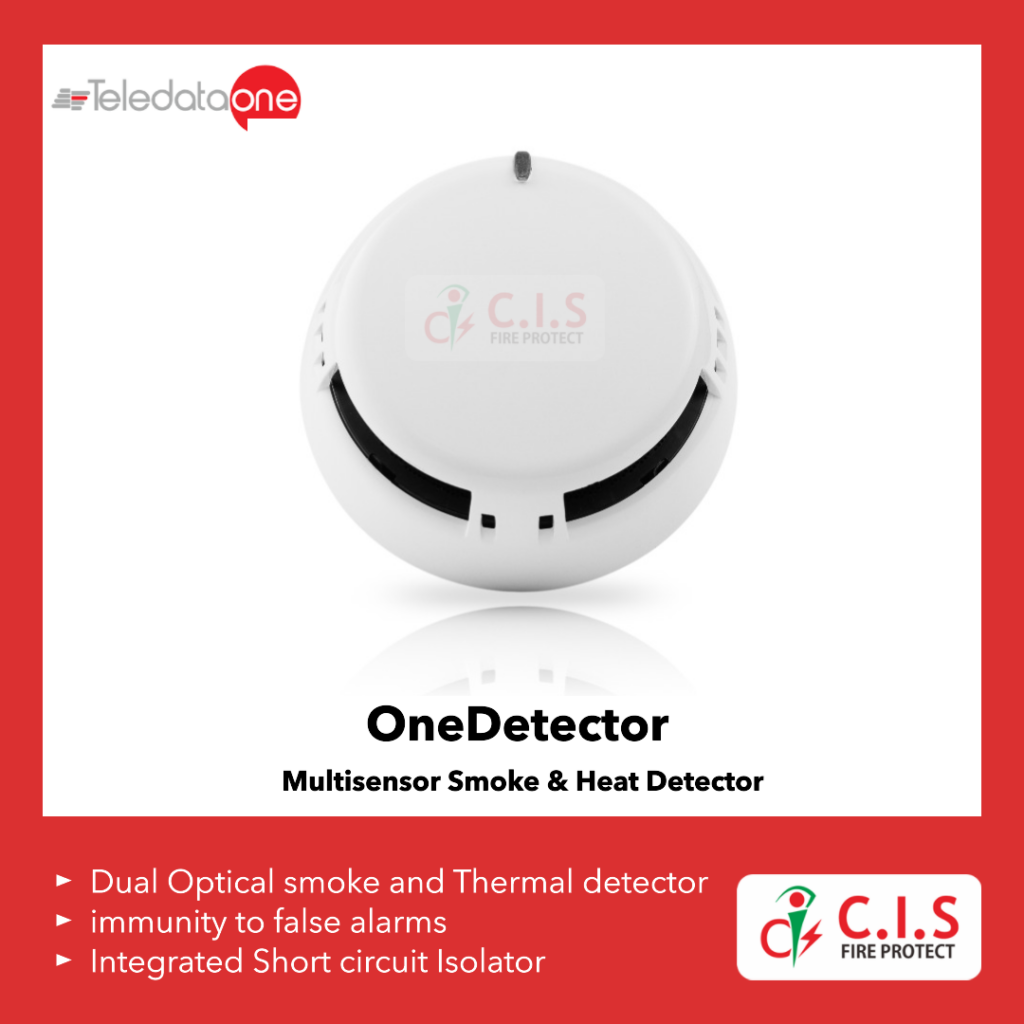 Teledata OneDetector Multi-Sensor Addressable Smoke and Heat detector with short circuit ...